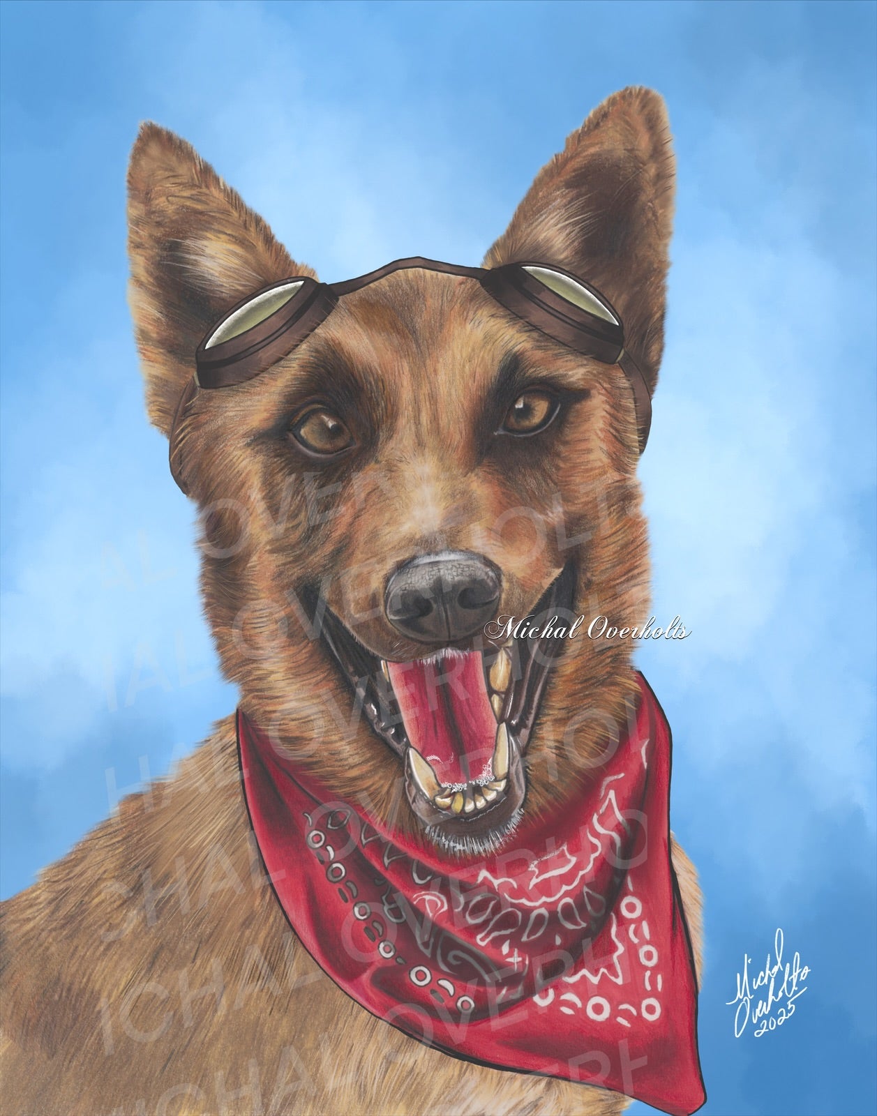 Dogmeat Fallout Companion Full Color Drawing – Art By Michal Overholts