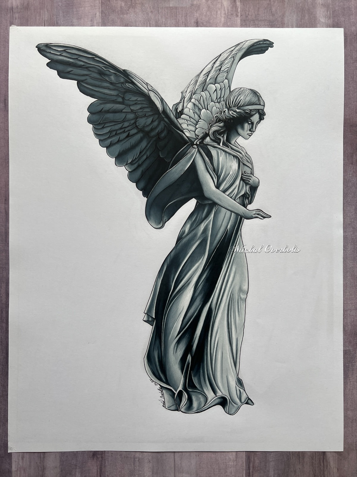 Original Drawing: Alabaster Statue Colored Pencil Drawing – Art By ...